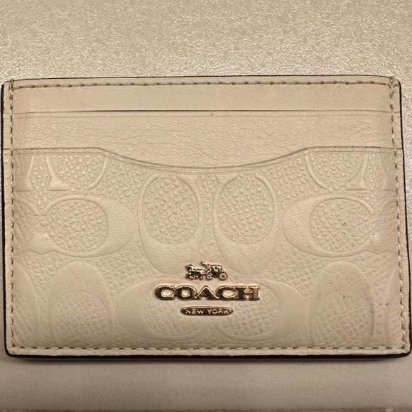Coach | Bags | Coach Credit Card Holder Leather Crocco Creamgreytinge 5 ...